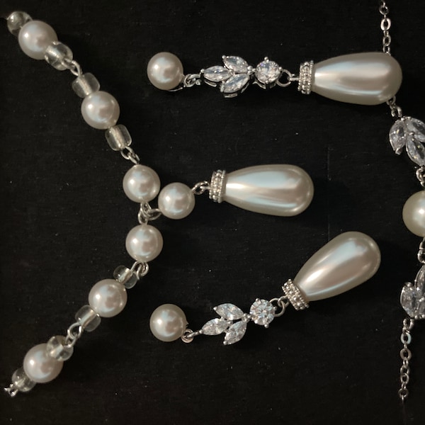 Backdrop Necklace,pearl Back Drop Necklace, Pearl Bridal Necklace, Back ...