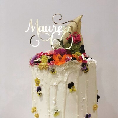 Customised Name Age Cake Topper Cursive Font Name Cake - Etsy Australia