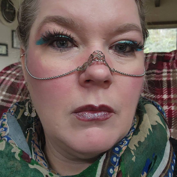 Nose Chain akasha Filigree Face Jewelry Gothic Mask, Goth Valentines ...