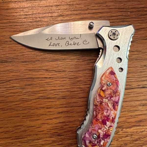 Funeral Flower Knife, Memorial Knife, Knife Made With Flower Petals ...