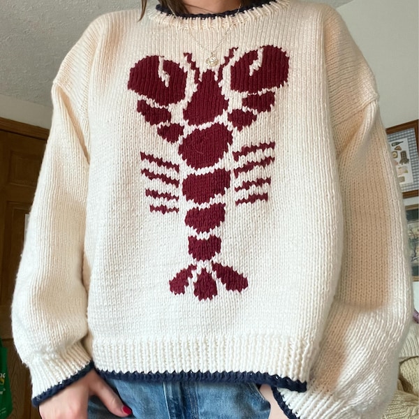 The Sebastian Sweater - Knitting Pattern - Lobster Jumper - Digital ...