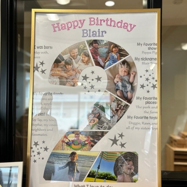 Custom Boy Second Birthday Photo Collage, Chalkboard Sign for 2nd Two ...