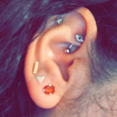 Cz Pave Evil Eye Daith Earring Threadless Pushback Mini - Etsy