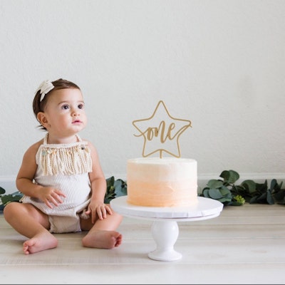 One Star Cake Topper 5.5w, First Birthday Topper, Anniversary Topper ...