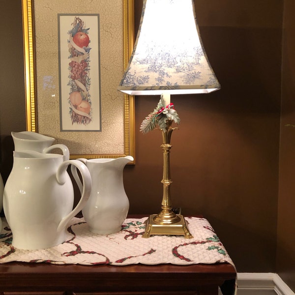 Toile Lamp Shade, Blue Toile Lampshade, Blue Lamp Shade, Floral Lamp ...