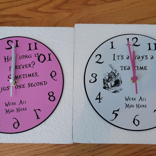 Reverse Wall Clock - It's Always a Tea Time - Mad Hatter - White Rabbit ...