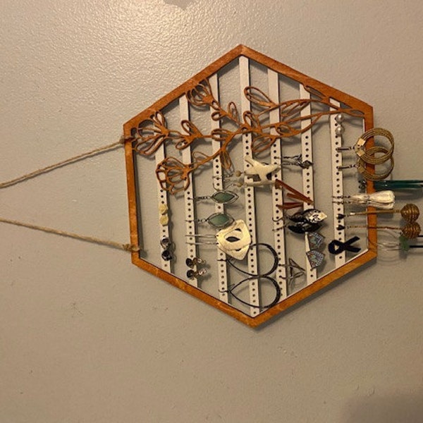 Laser Cut Hexagonal Floral Earring Holder | Jewelry Storage ...