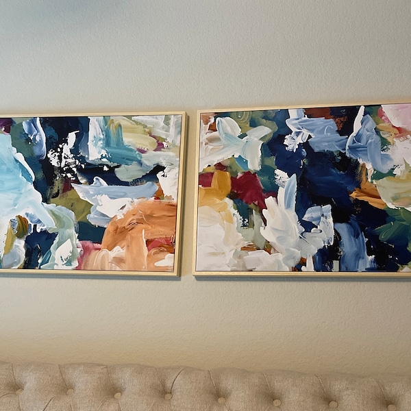 ART PRINT Set of 2 Framed Art Set - Abstract Print Set, Large Wall Art ...