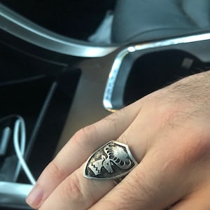 Stag Shield Ring Adjustable Handcrafted by Doctor Gus Unisex Rings ...
