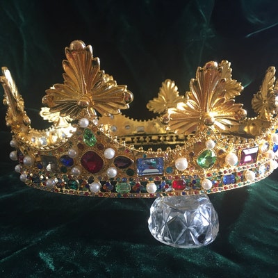Ducal Medieval Gold Crown Metal King Queen Coronet Pearls Gems ...