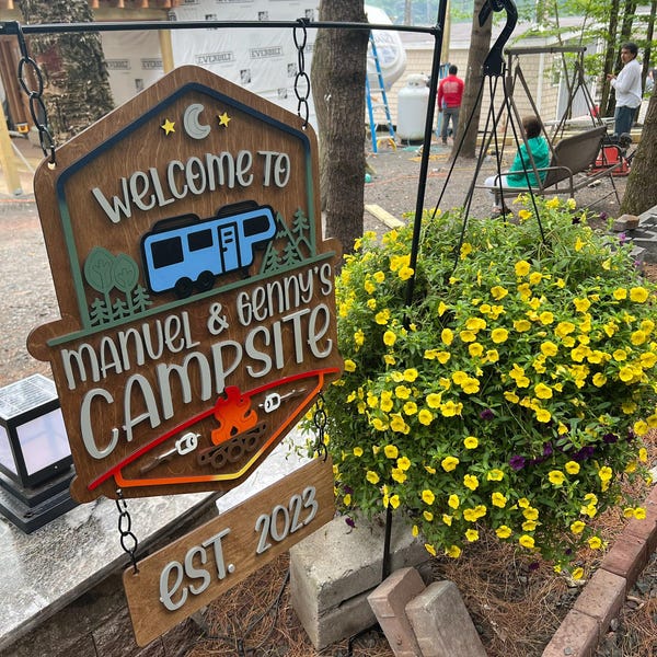 Welcome to Our Campsite Personalized Camping Sign Family Name Camper ...
