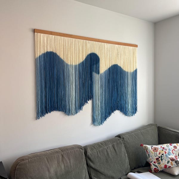 Large Dip Dye Macrame Wall Hanging Boho Wall Decor Dip Dye Fiber Art ...