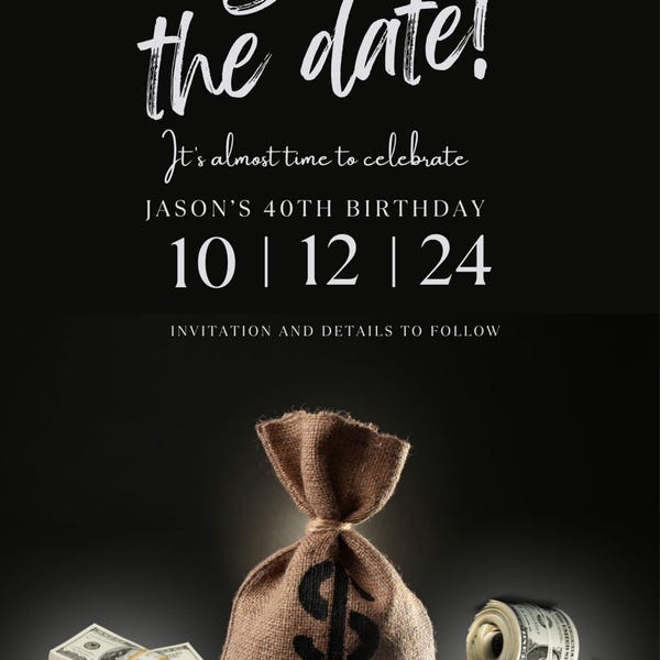 Money Party Invitation Template: Retirement, Save the Date (digital) - Etsy