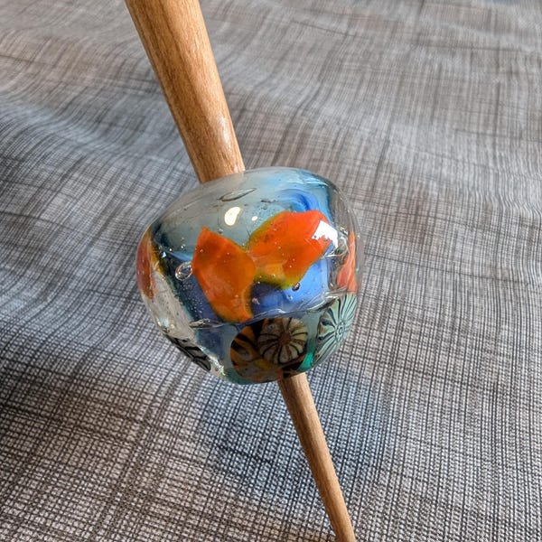 Glass Bead Orifice Threading Hook for Spinning Wheel, Orange & Teal ...