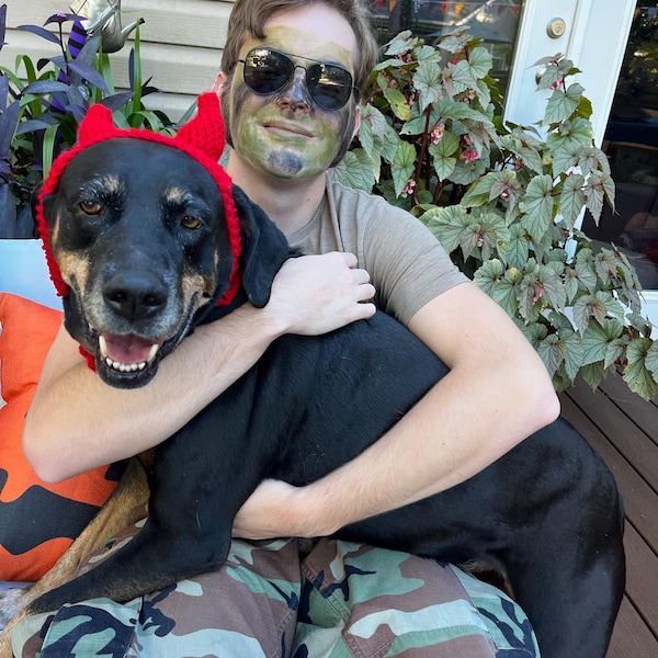 Devil Dog Costume, Devil Horns for Large Breed Dogs, Red Devil Dog Hat ...