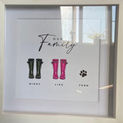 Personalised Wellies Print, Welly Boot Print With Custom Names, for a ...