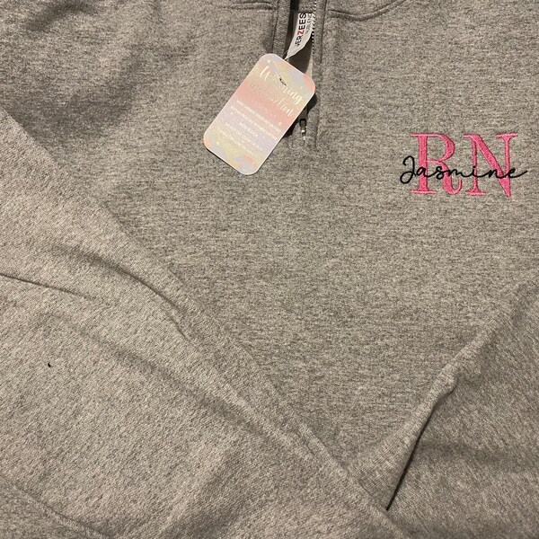 Custom Embroidered Registered Nurse Quarter Zip With Credential Acronym ...