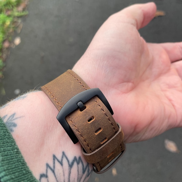 Personalised Leather Apple Watch Strap 38mm 40mm 41mm 42mm 44mm 45mm ...