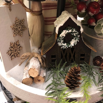 Let It Snow Decor Bundle, Winter Tiered Tray Set, Blue and White Tier ...