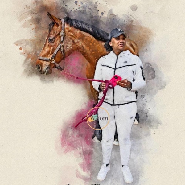 Custom Horse Watercolour Custom Drawing Horse Portrait From Photo ...