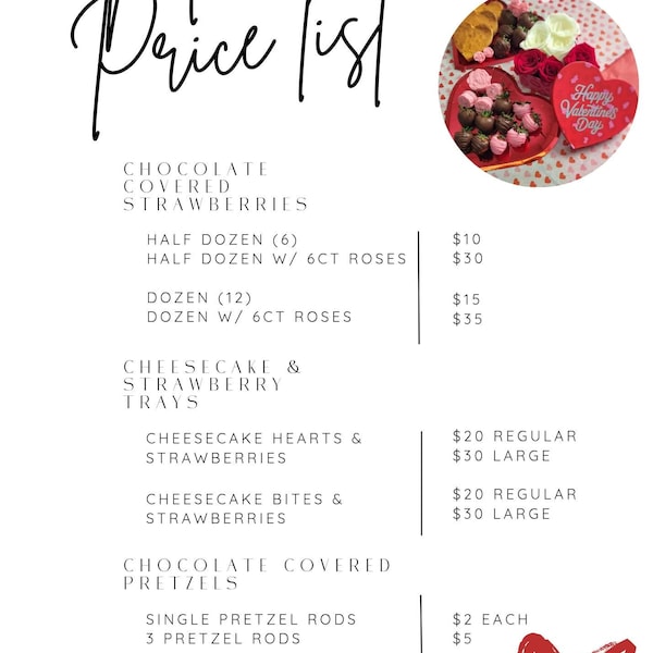 Printable Bakery Price List Template | Editable Canva Treat Price List ...