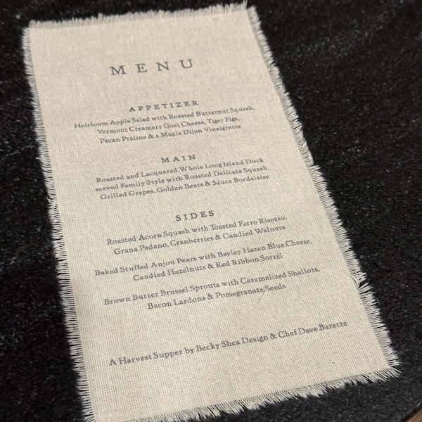 Wedding Menus, Double Sided Menu Printed Menu, Modern Personalized ...