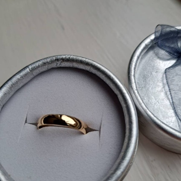 3.5mm Solid 9K or 18K Real Gold Dome Shaped Wedding Band, Pick From ...