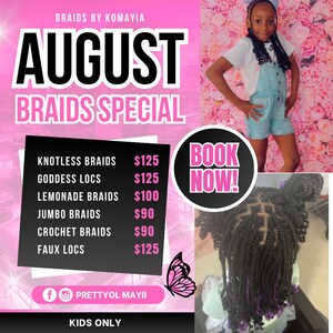 Hair Price List Flyer, DIY Wig Flyer Braids Pricing List Social Media ...