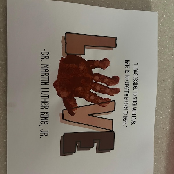 PRINTABLE MLK Day Handprint Art Craft for Kids, Black History Month ...