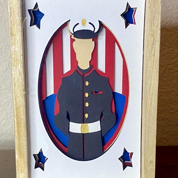 US Marines Shadow Box SVG for Cricut Silhouette, Army 3d Layered Mandala, Soldier Papercut ...