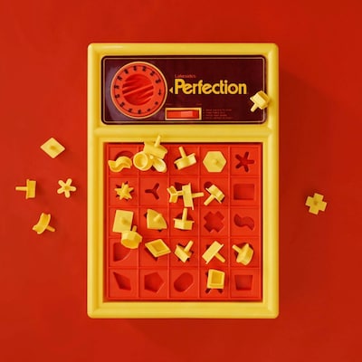 Vintage Perfection Board Game Milton Bradley Complete 1980s 80s Yellow ...