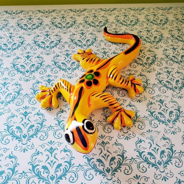 Medium Hand Paint Clay Lizard - Mexican Lizard Decor - Etsy