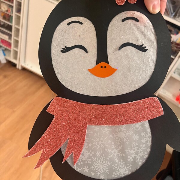 Pinguin Laterne Bastelvorlage PDF/SVG/DXF Plotterdatei_Pinguinlaterne_Basteln mit oder ohne ...