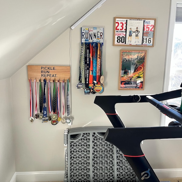 Running and Race Bibs Medal Hanger, Personalized Medal Display Rack ...