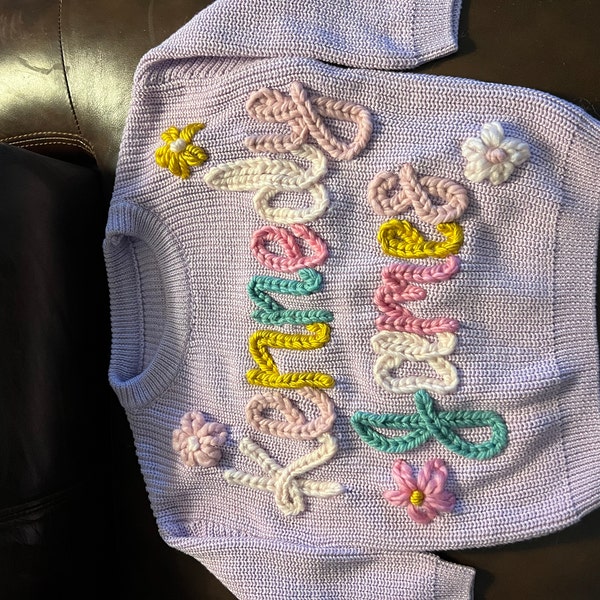 Hand Embroidered Name Sweater for Toddlers | Custom Name Sweater ...