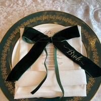 Velvet Ribbon Embroidered Place Setting | Monogrammed Ribbon for ...