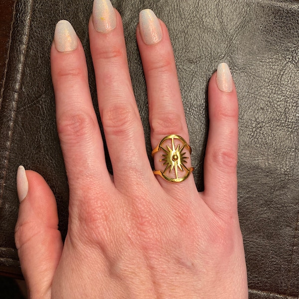 Gold Sun Ring, Sunburst Ring, Celestial Ring, Statement Ring, ISOBEL ...