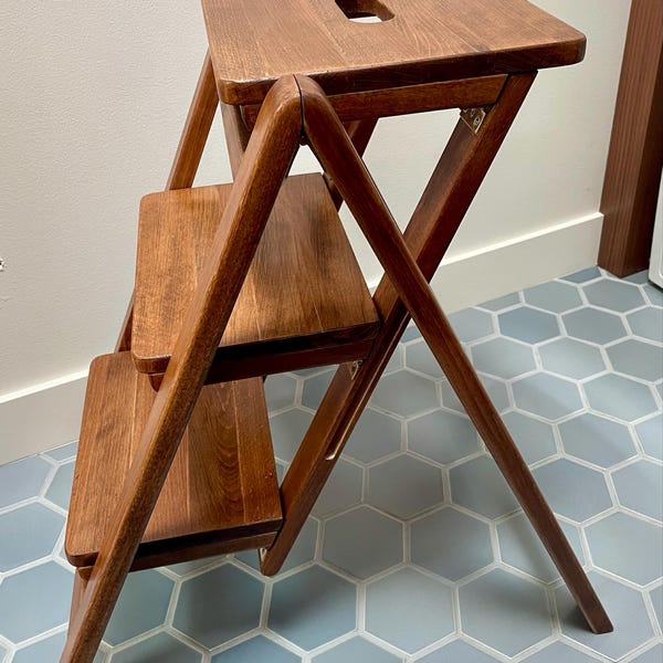 Step Stool, Kitchen Stool, Library Ladder, Handmade Stool, Foldable ...