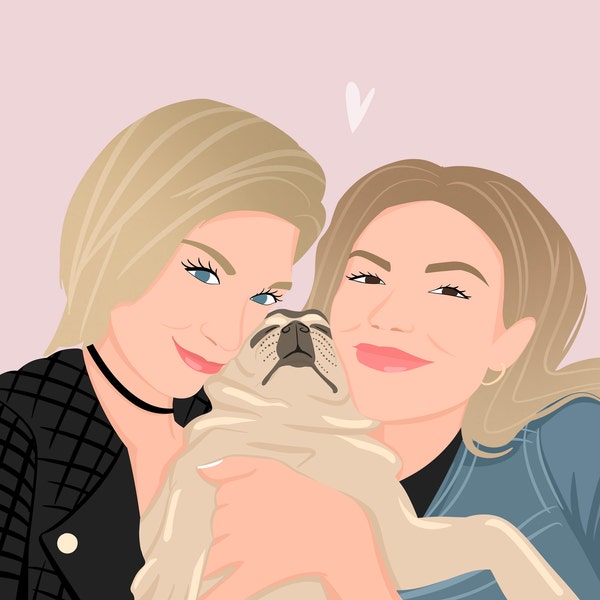 Custom Portrait Friends, Custom Portrait, Friends Gift, Friends ...