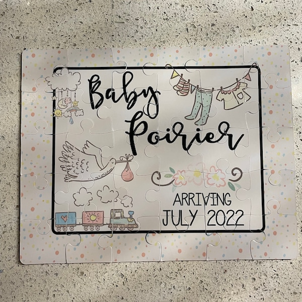 Baby Announcement Puzzle Pregnancy Announcement Personalized We're ...