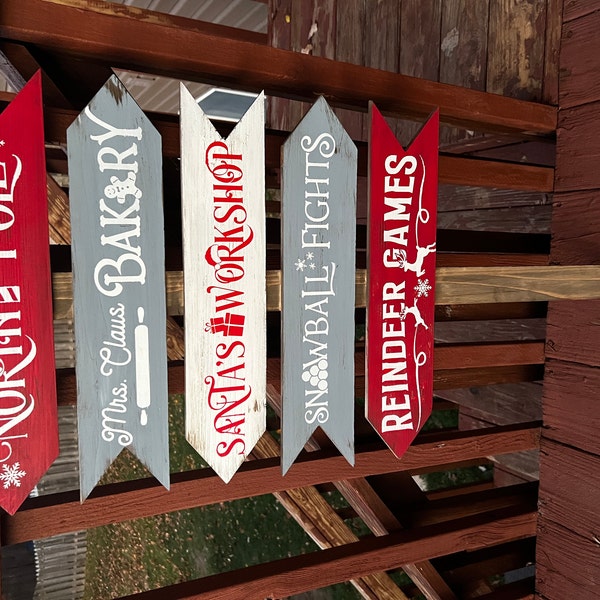 Christmas Direction Post Signs Svg Bundle, Christmas Directional Post ...