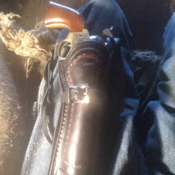 Cowboy Western Fast Draw Leather Holster Fits Colt SAA 1873 Ruger ...