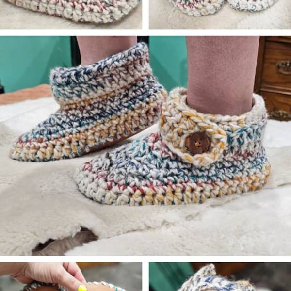 Adult CABIN SLIPPERS Crochet Pattern, Cabin Slippers, Adult Slippers ...