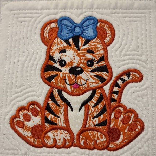 Tiger Girl Applique Design- Baby Tiger Applique Embroidery Design for ...