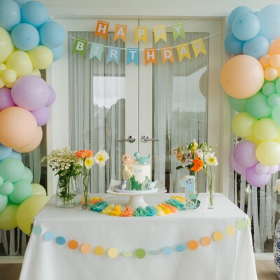 HAPPY BIRTHDAY Banner, Pastel Rainbow Birthday Banner, Birthday Party ...