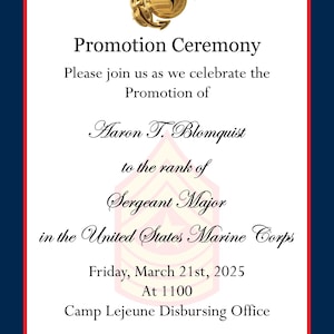 Army Promotion Ceremony Invitation, Printable Army Promotion Invitation ...