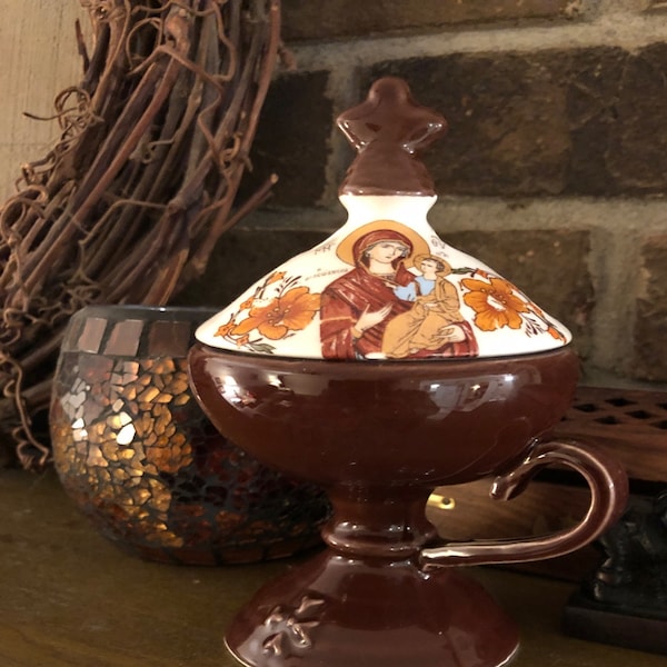 Ceramic Holy Theotokos Incense Burner: Orthodox Prayer Corner Decor - Etsy