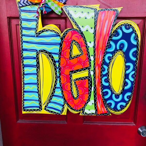 Whimsical Door Hanger, Colorful, Spring, Summer, All Year, Handmade ...