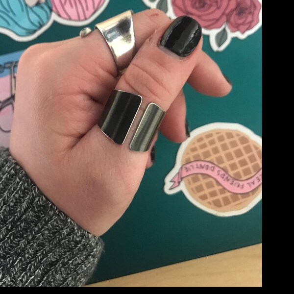 Black Cuff Ring / Open Front Black Ring / Armour Ring / Black Jewelry ...