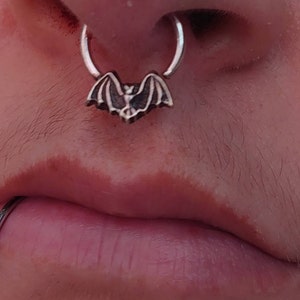 Bat Septum Ring, Septum Hoop, Bat Nose Ring, Sterling Silver Nose Ring ...